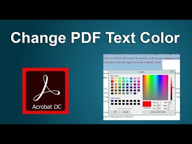 Help How Do I Change Text Color In PDFs 